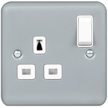 Click Metal Clad Pro Dusty Grey 1 Gang 13A Double Pole Switched Socket ...