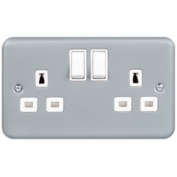 Click Metal Clad Pro Dusty Grey 2 Gang 13A Double Pole Switched Socket ...