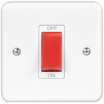 Click Metal Clad Pro Polar White 1 Gang 50A Double Pole Switch with Red ...