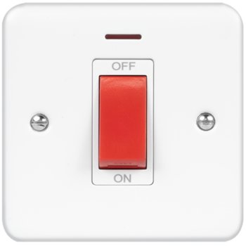 Click Metal Clad Pro Polar White 1 Gang 50A Double Pole Switch with Red ...