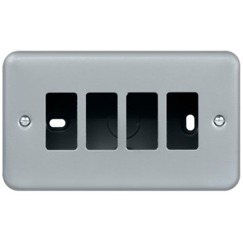 Click Metal Clad Pro Dusty Grey 4 Gang GridPro Front Plate | UKES