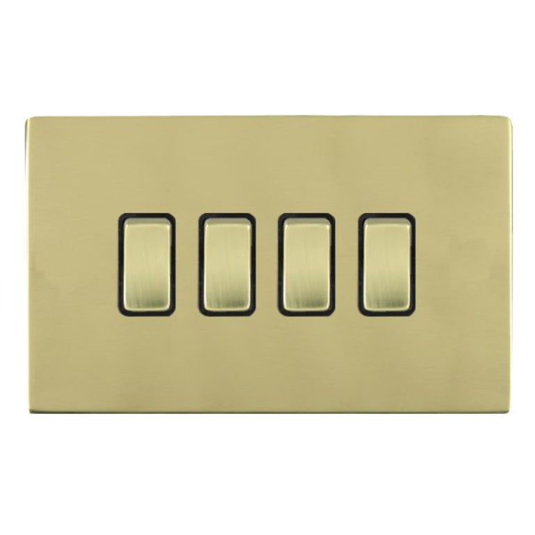 Hamilton Sheer CFX Polished Brass 4 Gang 20AX 2 Way Switch with ...