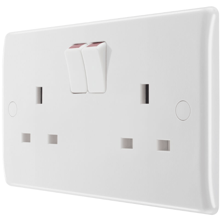 BG Electrical Nexus 13 Amp White PVC Double Switched Socket UKES