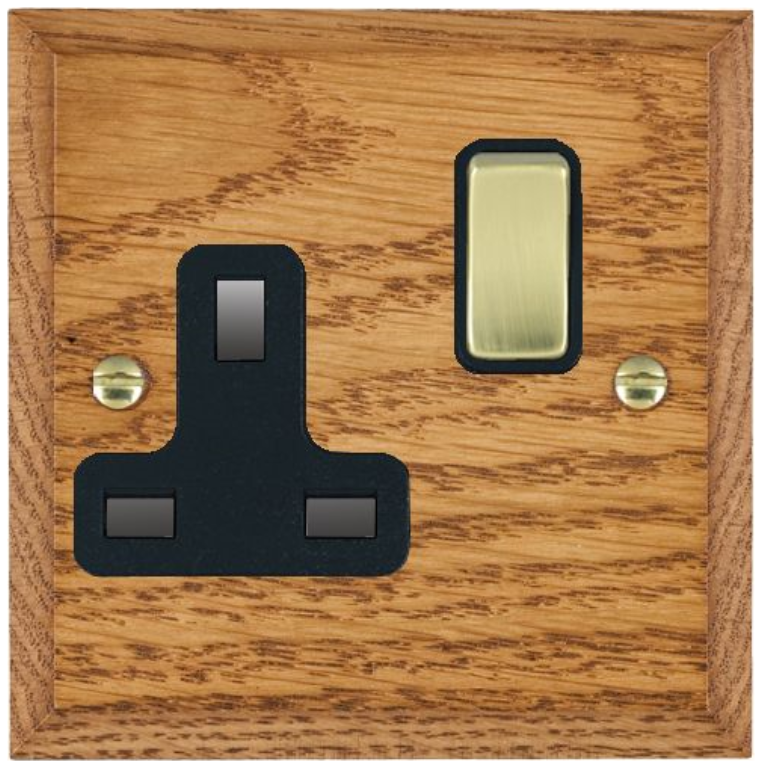 Hamilton Woods Chamfered Medium Oak 1 Gang 13A Double Pole Switched ...