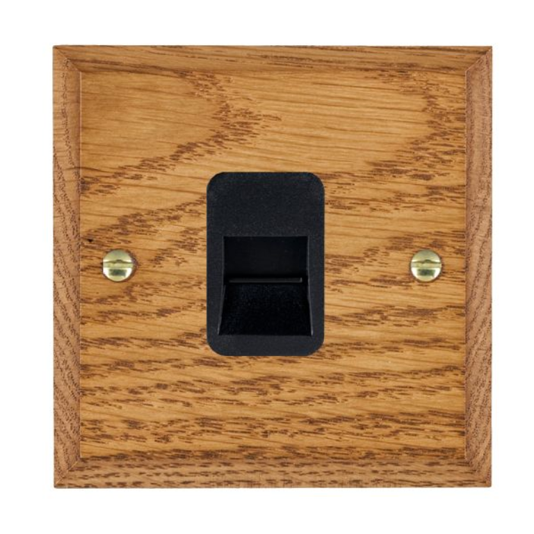 Hamilton Woods Chamfered Medium Oak 1 Gang Telephone Slave Socket with ...