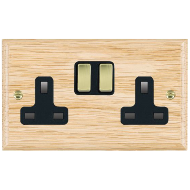 Hamilton Woods Ovolo Light Oak 2 Gang 13A Double Pole Switched Socket ...