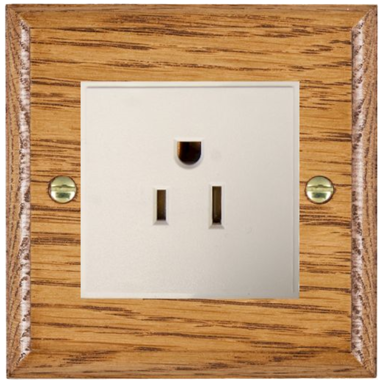 Hamilton Woods Ovolo Medium Oak 1 Gang 15A 110V AC American Unswitched ...