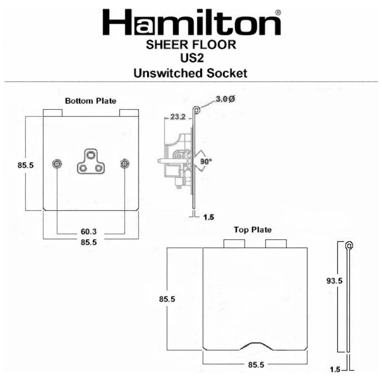 Hamilton Sheer Floor Bright Chrome 1 Gang 2A Unswitched Socket with ...