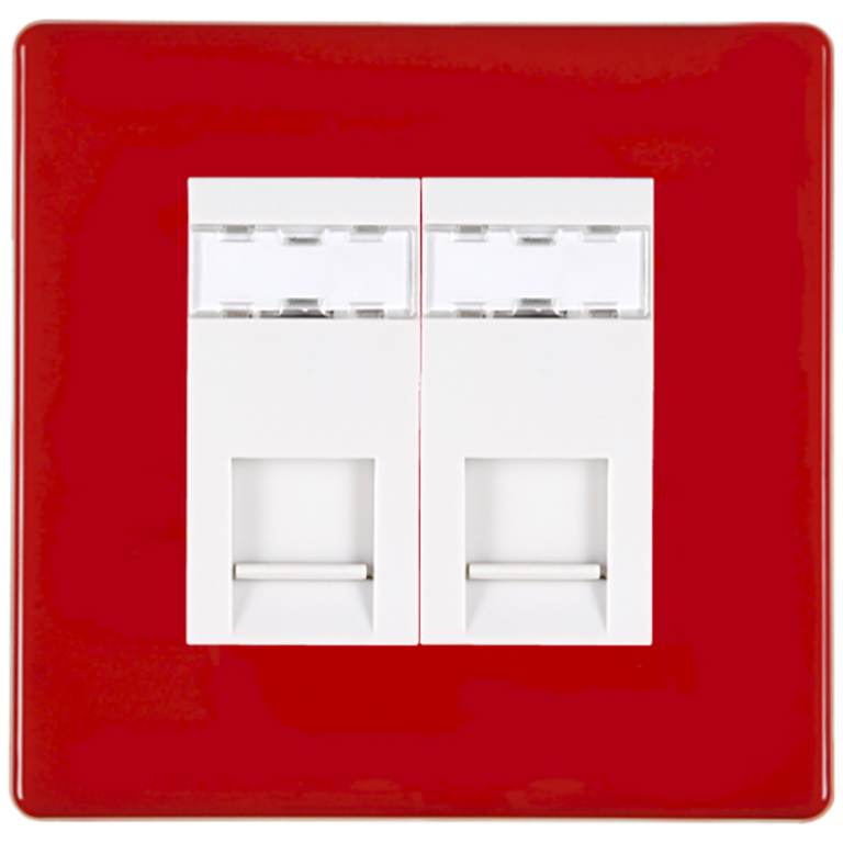 Hamilton Hartland CFX Colours Pillar Box Red 2 Gang Unshielded RJ45 CAT ...