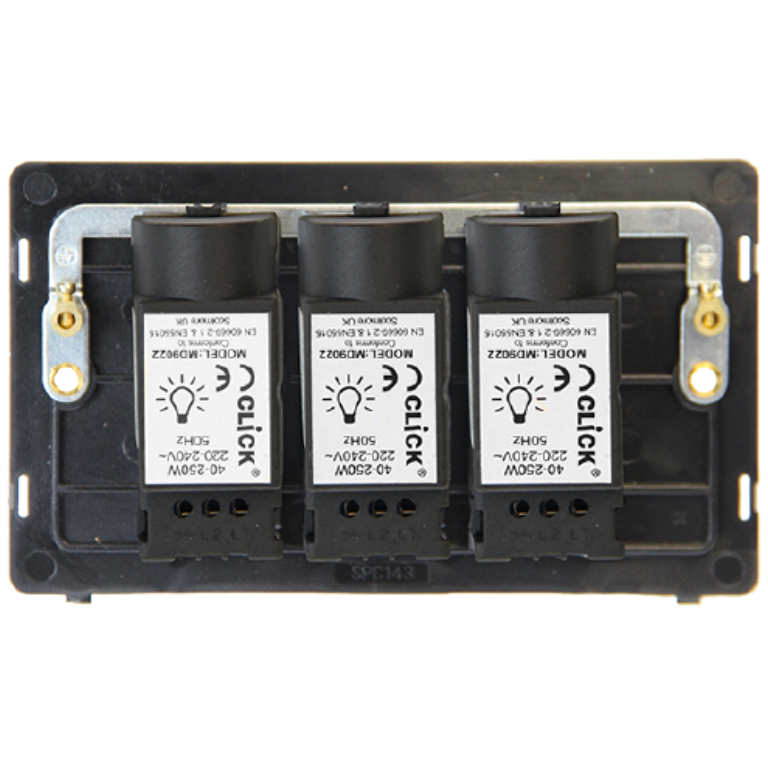 Click Definity Black 3 Gang 2 Way 400Va Dimmer Switch Insert | UKES