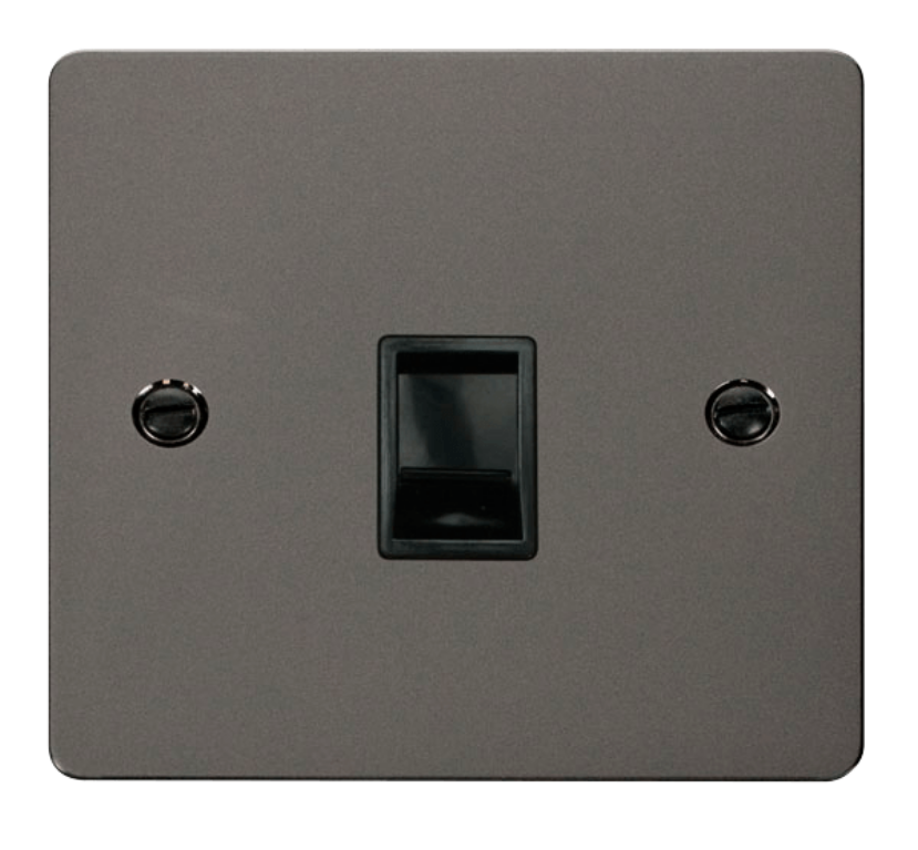 Click Define Black Nickel Flat Plate Single RJ11 Socket (Ireland/USA ...