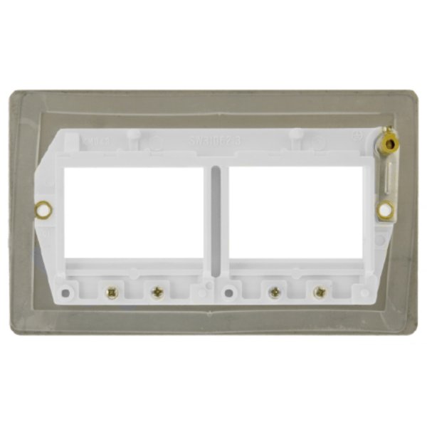Click Define Brushed Stainless MiniGrid Frontplates, White Surrounds | UKES