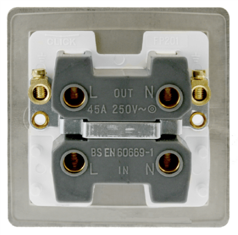 Click Define Brushed Steel Flat Plate Ingot 1 Gang 45A Double Pole ...