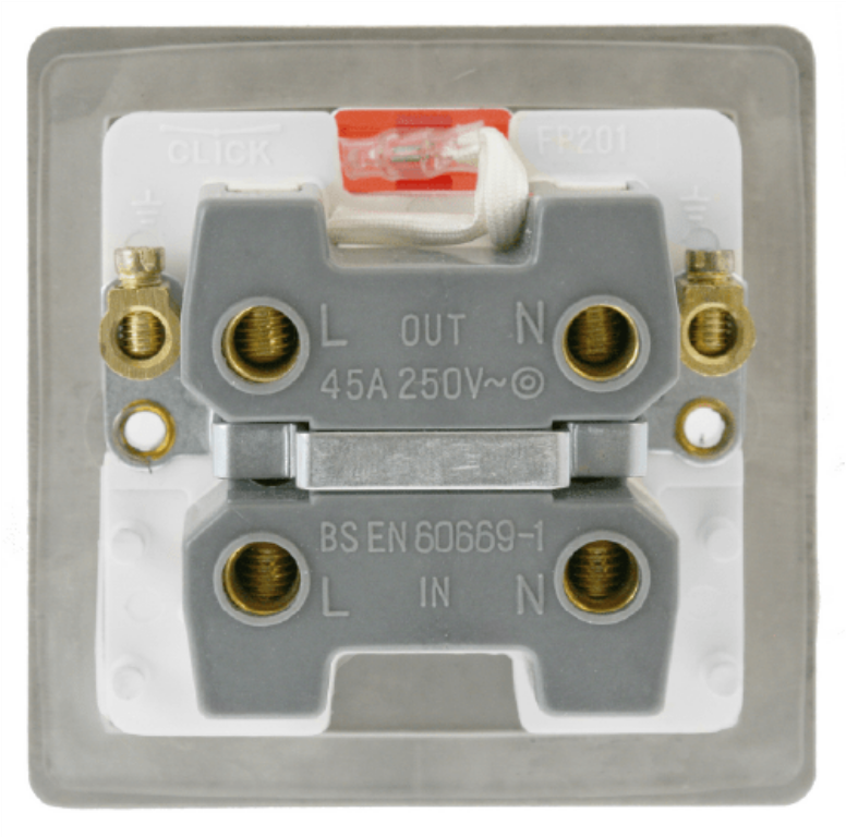 Click Define Brushed Steel Flat Plate Ingot 1 Gang 45A Double Pole ...