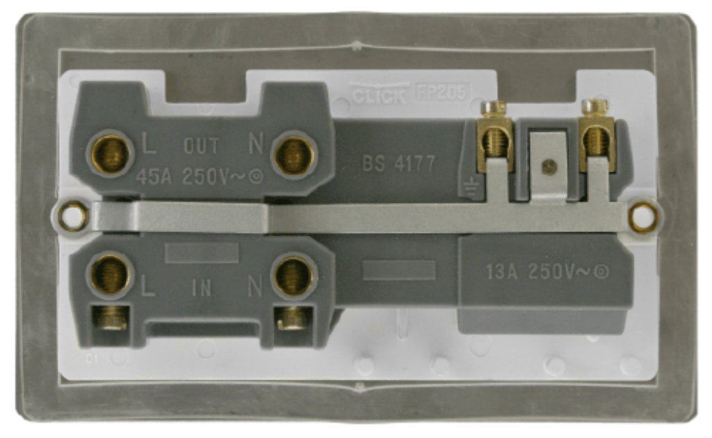 Click Define Brushed Steel Flat Plate Ingot 45A Double Pole Switch and ...