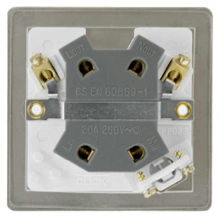 Click Define Brushed Steel Flat Plate Ingot 20A 1 Gang Double Pole ...