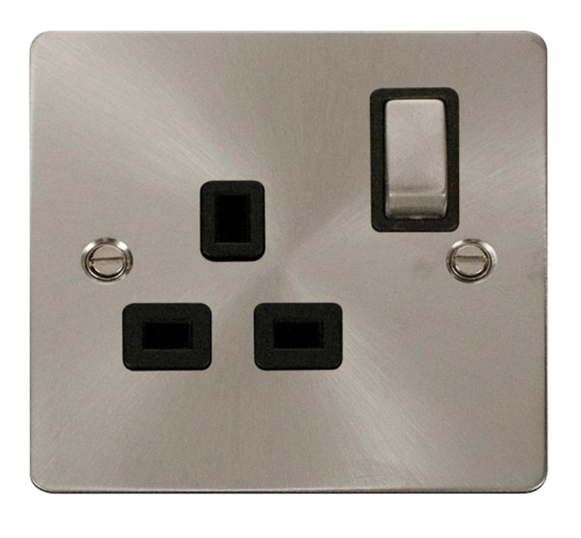 Click Define Brushed Steel Flat Plate Ingot 1 Gang 13A Double Pole ...