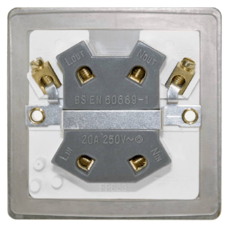 Click Define Brushed Steel Flat Plate Ingot 20A 1 Gang Double Pole ...