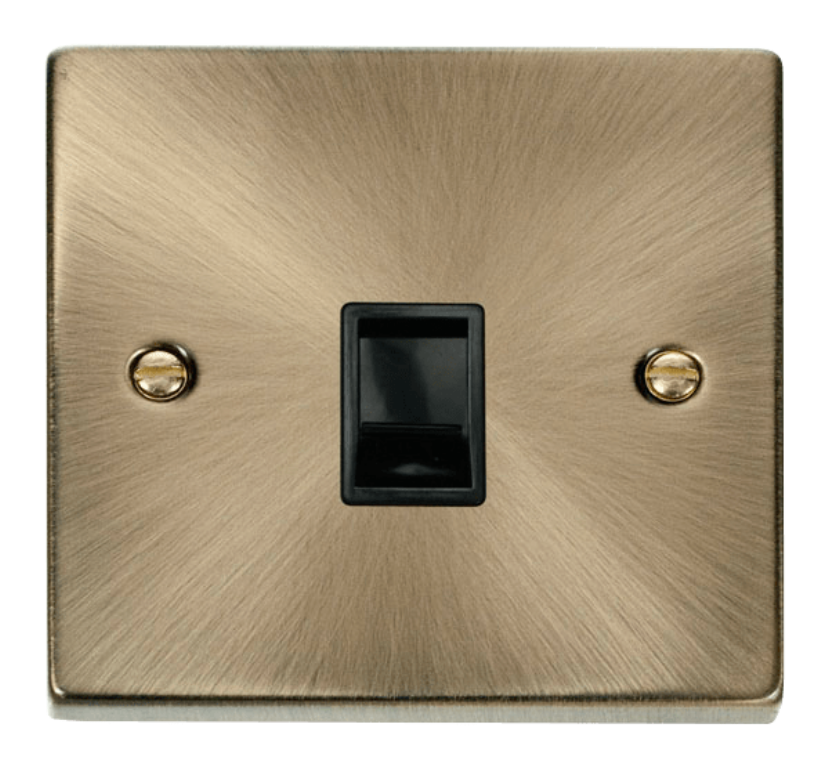 Click Deco Victorian Antique Brass 1 Gang RJ11 Irish/US Telephone ...