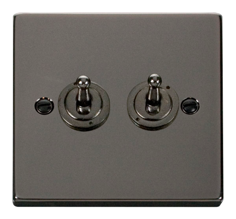 Click Deco Victorian Black Nickel 2 Gang 2 Way 10AX Toggle Switch with ...