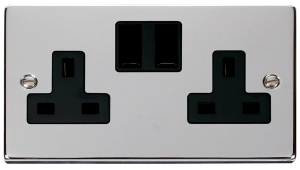 Click Deco Victorian Polished Chrome 2 Gang 13A Double Pole Switched ...