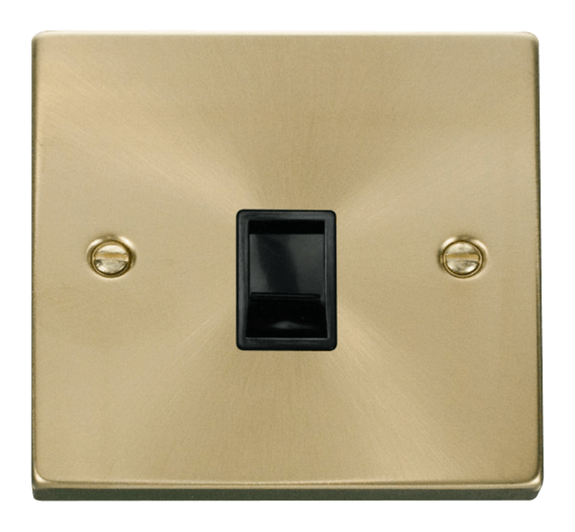 Click Deco Victorian Satin Brass 1 Gang RJ11 Irish/US Telephone Socket ...