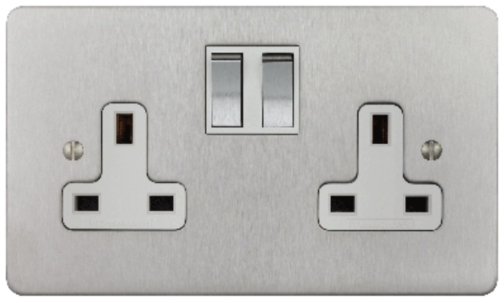 Focus SB Ambassador ASS18.2W 2 gang 13 amp switched socket in Satin ...