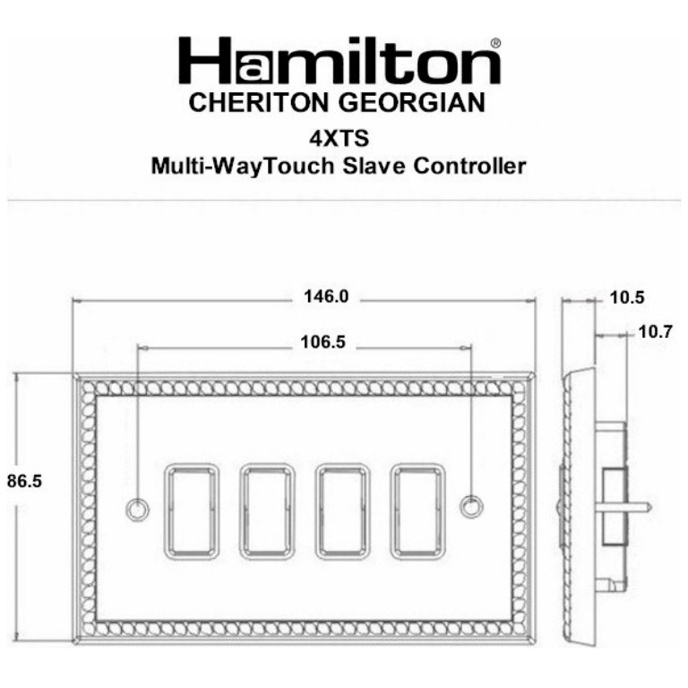 Hamilton Cheriton Georgian Polished Brass 4 Gang Multi-Way Touch ...