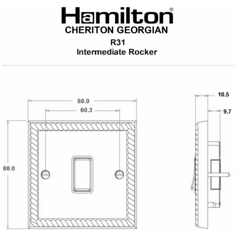 Hamilton Cheriton Georgian Polished Brass 1 Gang 10AX Intermediate ...
