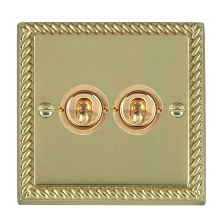 Hamilton Cheriton Georgian Polished Brass 2 Gang 20AX 2 Way Toggle ...