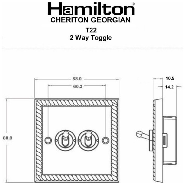 Hamilton Cheriton Georgian Polished Brass 2 Gang 20AX 2 Way Toggle ...