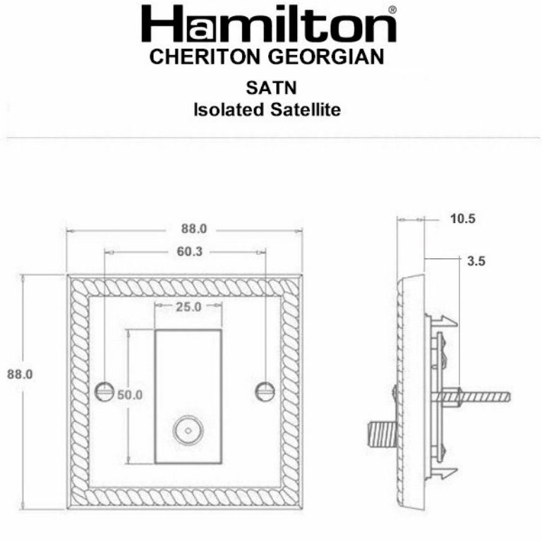 Hamilton Cheriton Georgian Polished Brass 1 Gang Non-Isolated Satellite ...
