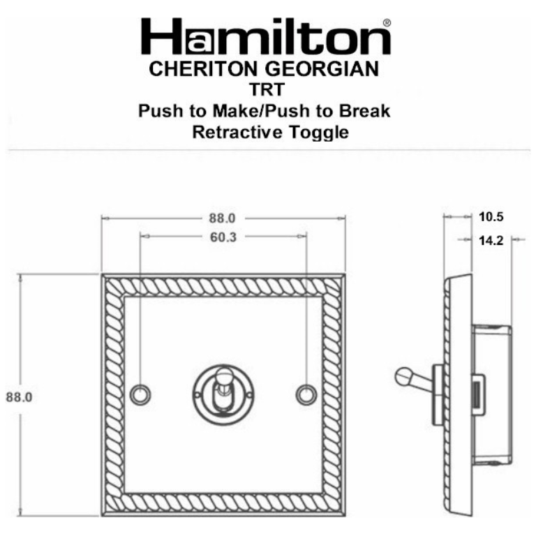 Hamilton Cheriton Georgian Polished Brass 1 Gang 10AX Push To Make ...