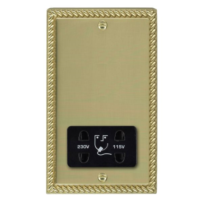 Hamilton Cheriton Georgian Polished Brass Dual Voltage Shaver Socket ...
