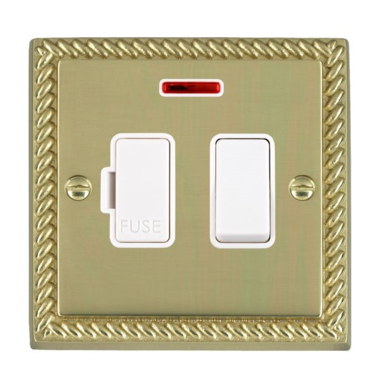 Hamilton Cheriton Georgian Polished Brass 13A Double Pole Switched ...