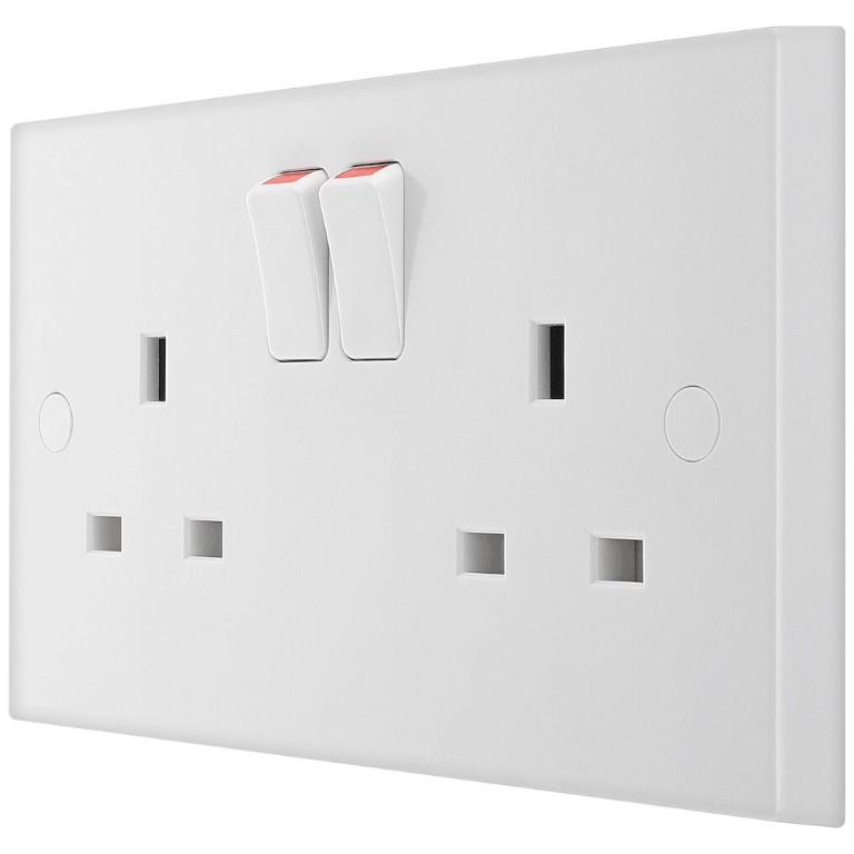 BG Electrical White PVC Double 13A Switched Socket | UKES