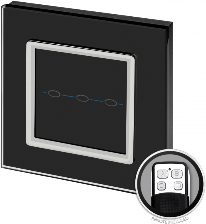 Retrotouch Crystal Black Chrome Trim 3 Gang Intermediate Touch Light ...