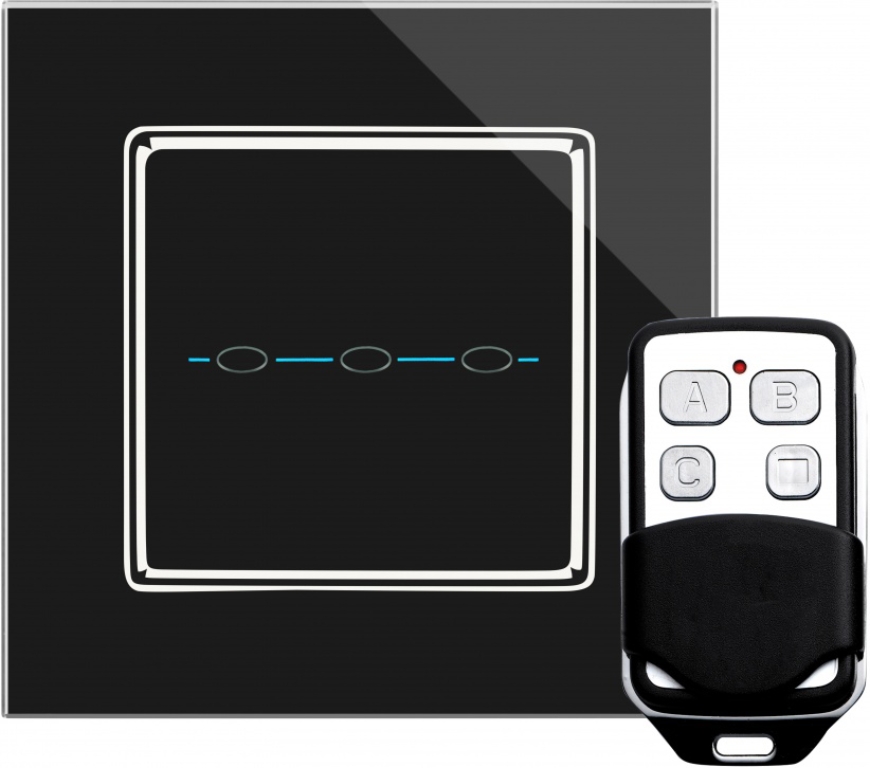 Retrotouch Crystal Black Chrome Trim 3 Gang Intermediate Touch Light ...