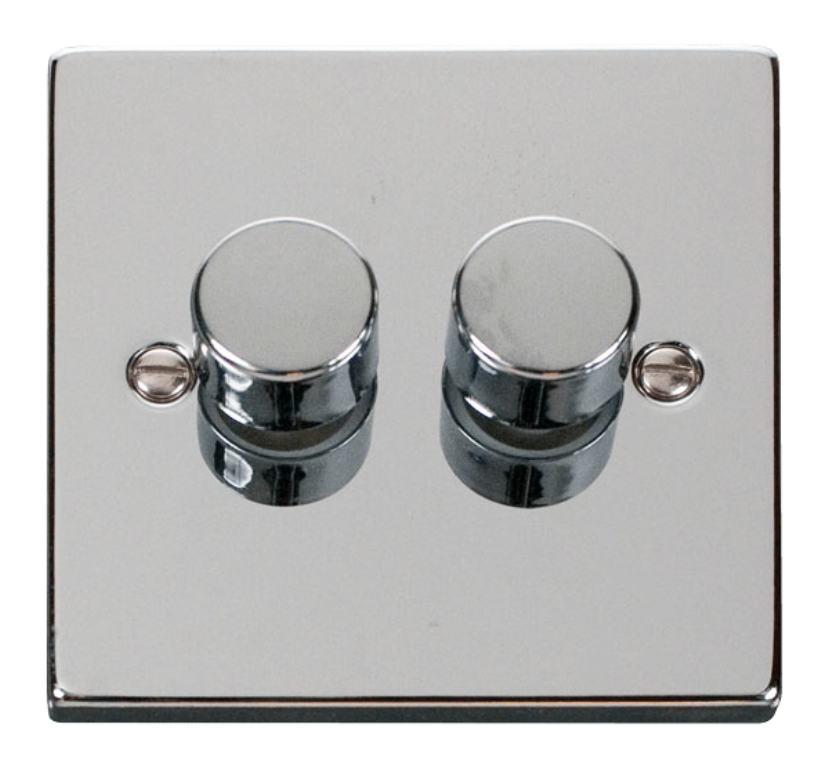 Click Deco Victorian Polished Chrome 2 Gang 2 Way 400Va Dimmer Switch ...
