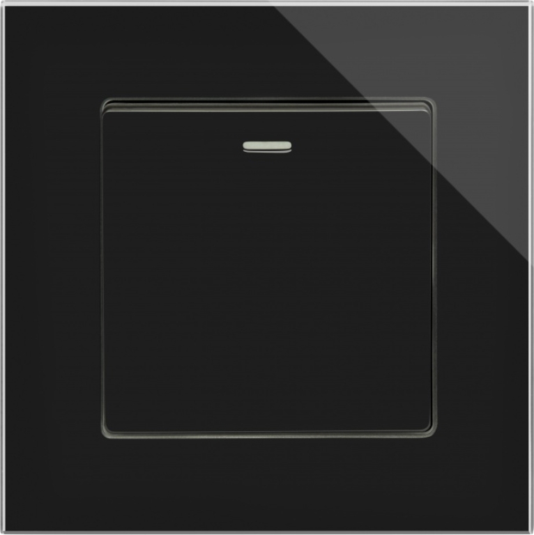 Retrotouch Crystal Black Plain Glass 1 Gang 2 Way Mechanical Light ...