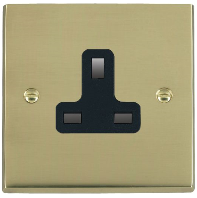 Hamilton Cheriton Victorian Polished Brass 1 Gang 13A Unswitched Socket ...