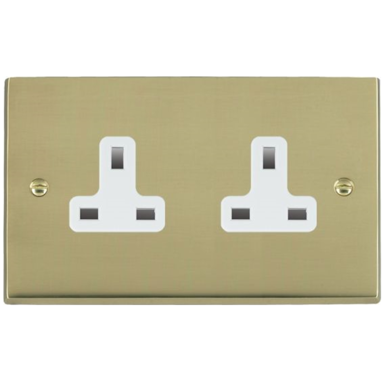 Hamilton Cheriton Victorian Polished Brass 2 Gang 13A Unswitched Socket ...