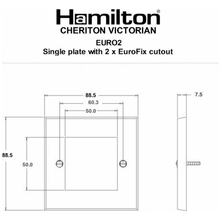 Hamilton Cheriton Victorian Antique Brass 2 Module EuroFix 50x50mm ...