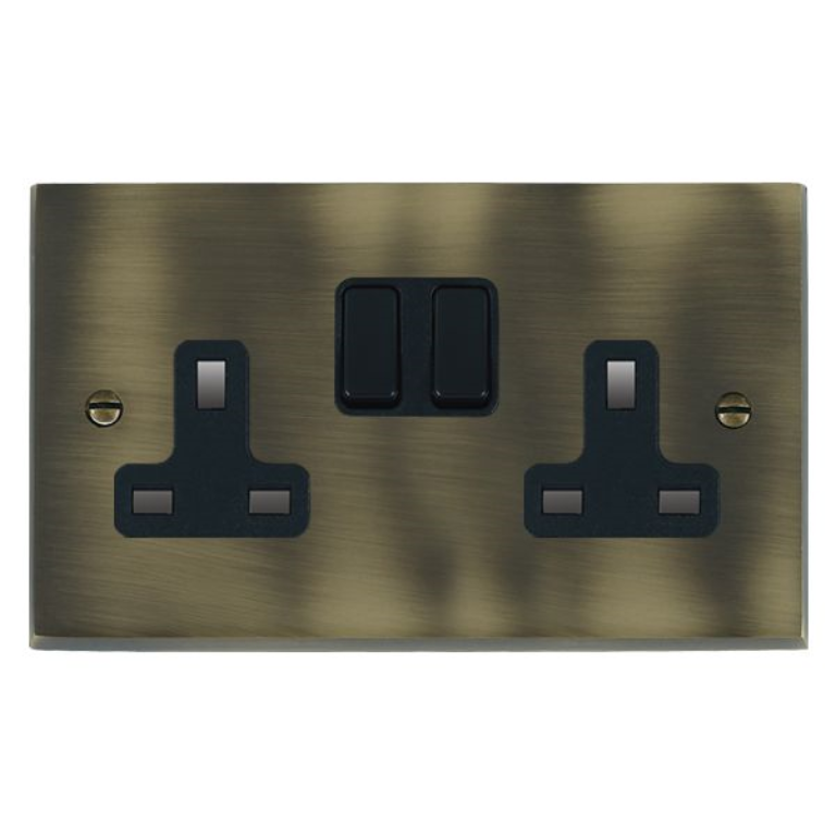 Hamilton Cheriton Victorian Antique Brass 2 Gang 13A Double Pole ...