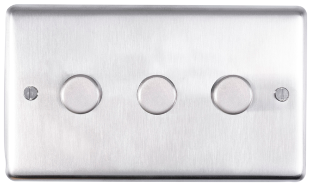Eurolite Stainless Steel Satin Stainless 3 Gang 120w LED Dimmer Switch ...
