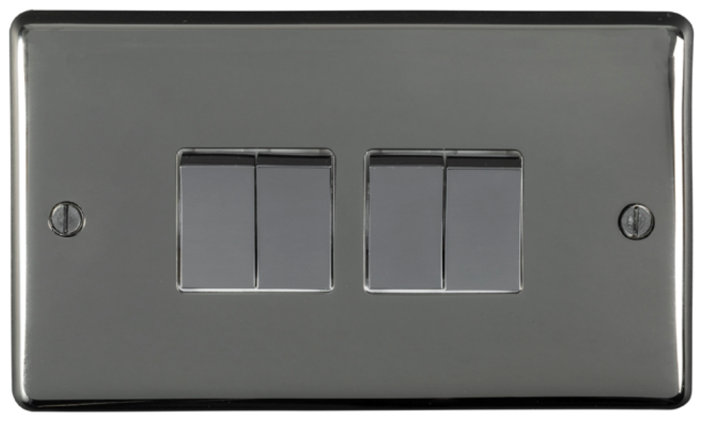 Eurolite Stainless Steel Black Nickel 4 Gang 10amp 2way Switch with ...