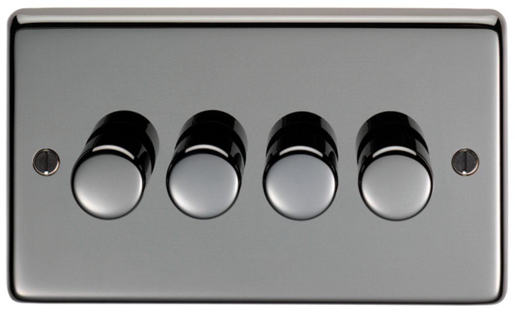 Eurolite Stainless Steel Black Nickel 4 Gang 120w LED Dimmer Switch ...