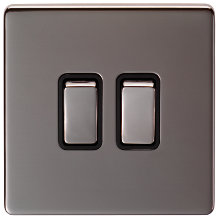 Eurolite Concealed 6mm Black Nickel 2 Gang 10amp 2way Switch with ...