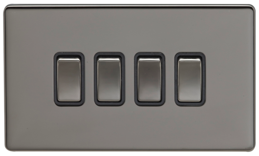 Eurolite Concealed 6mm Black Nickel 4 Gang 10amp 2way Switch with ...