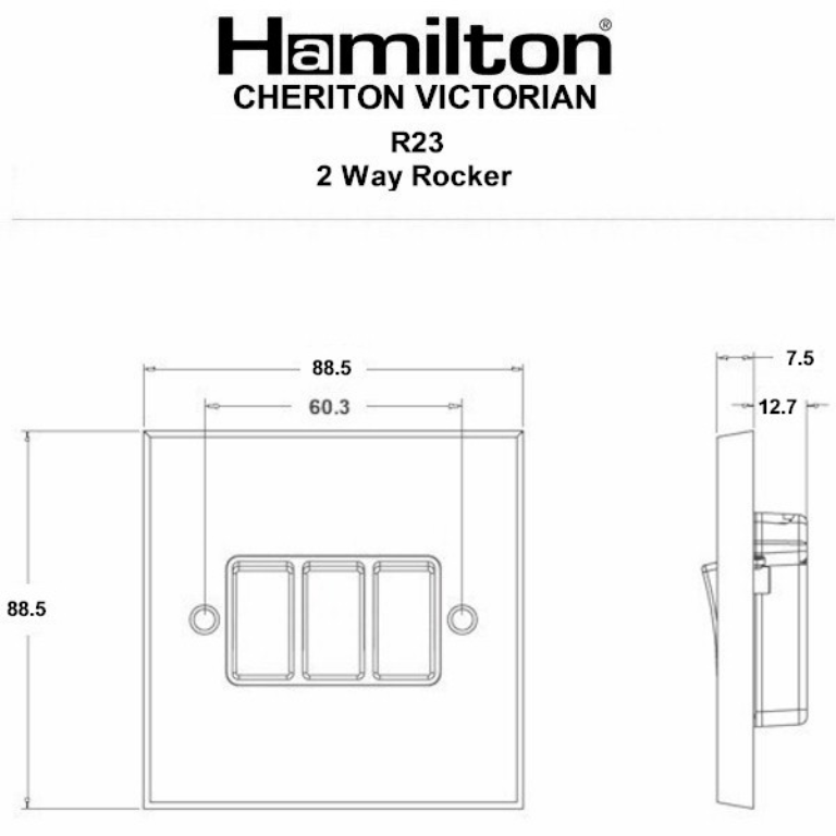 Hamilton Cheriton Victorian Satin Brass 3 Gang 10AX 2 Way Switch with ...